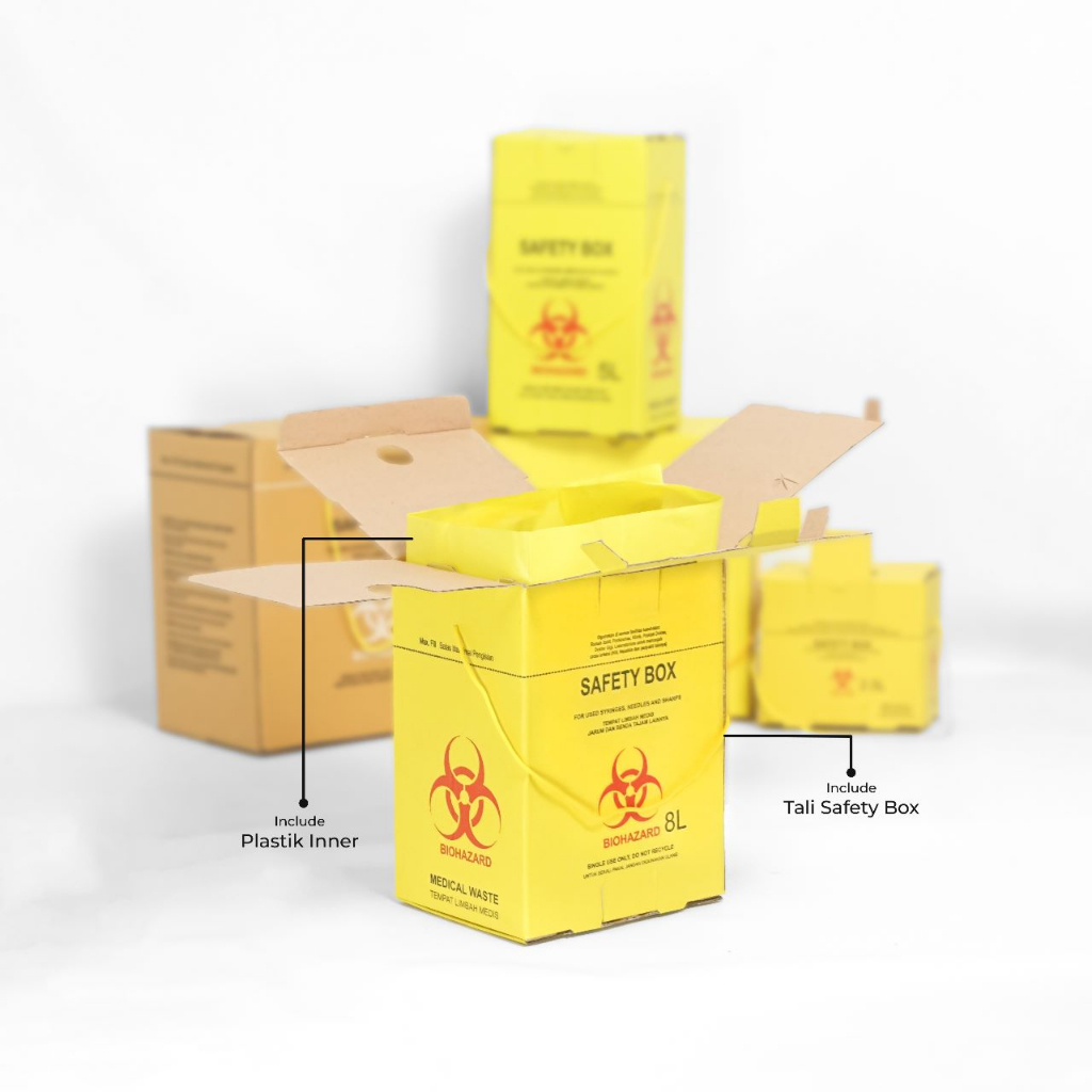 SAFETY BOX 8 Liter Medical Waste/Safetybox/Medical/BioHazard/Cardboard ...