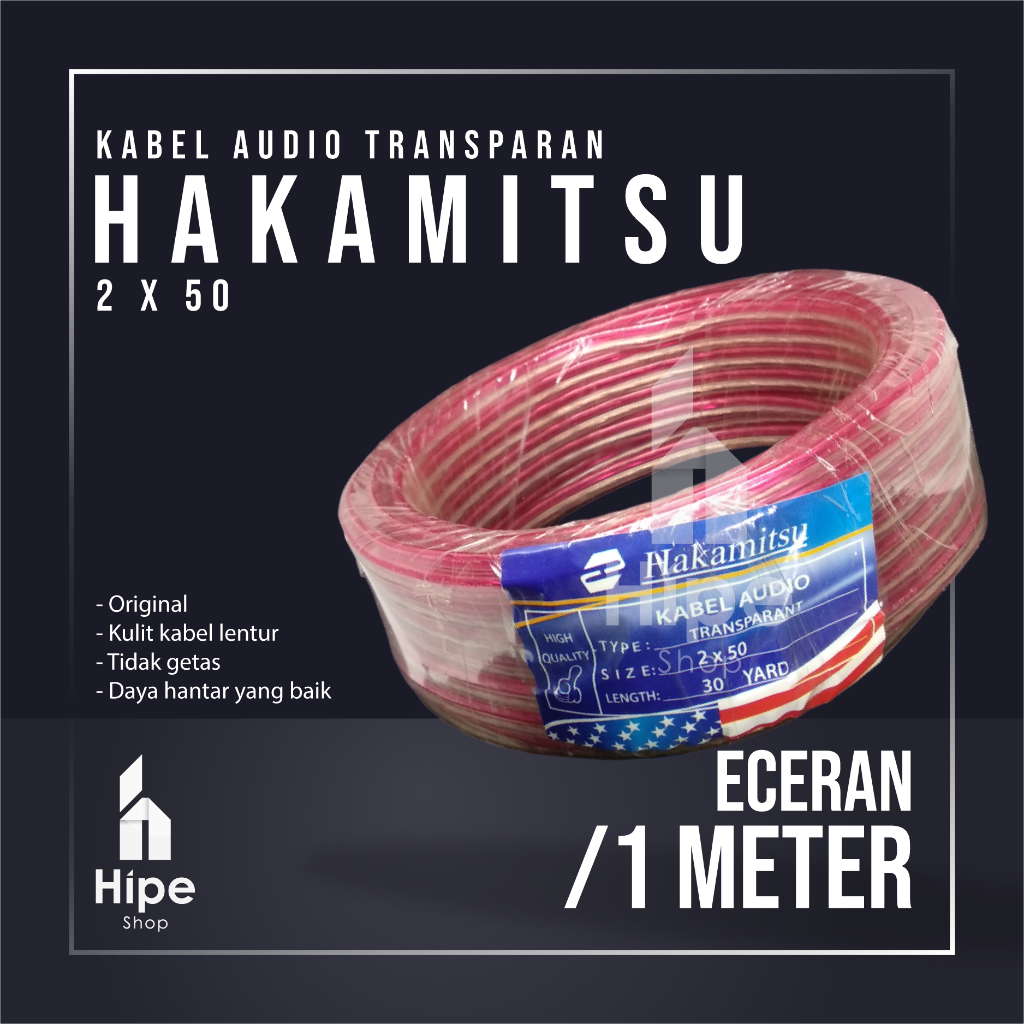 Transparent audio Cable 2X50 1 meter/per meter double Speaker Fiber ...