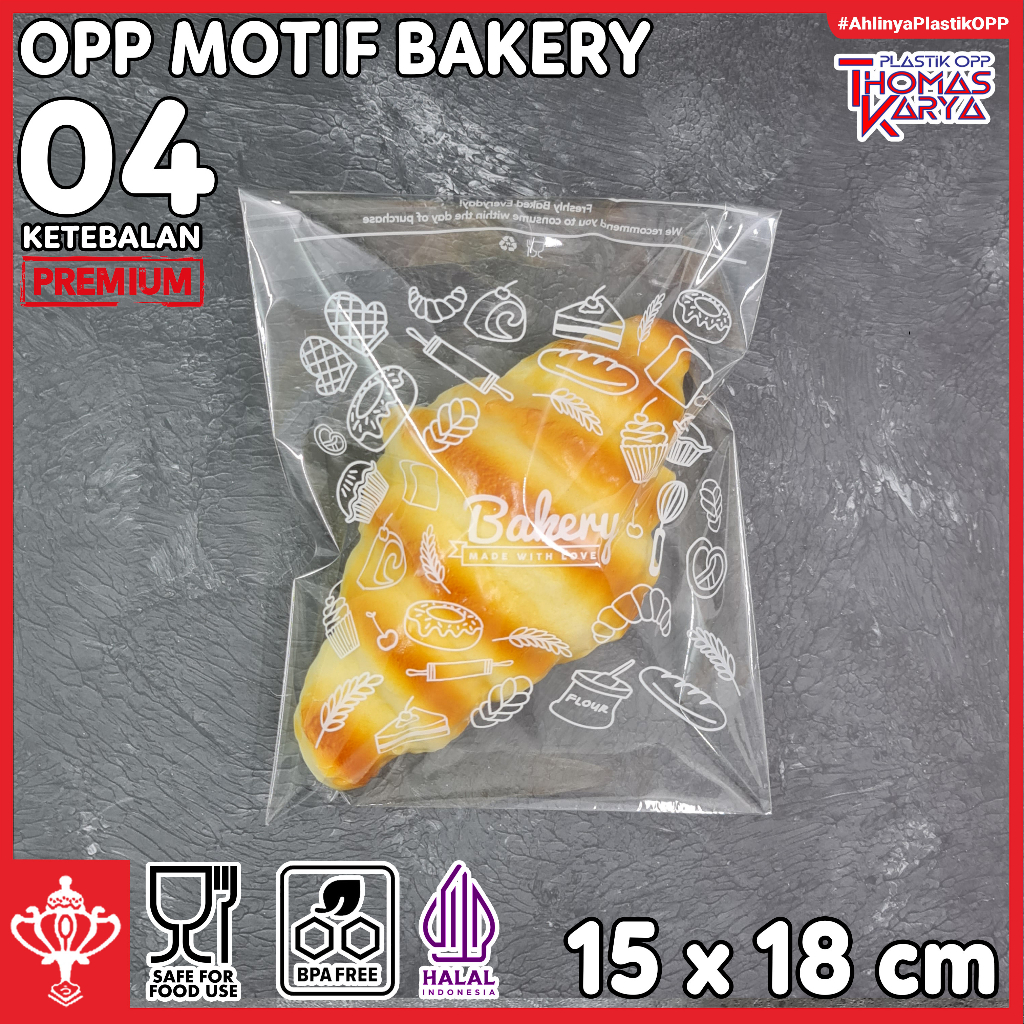 Ecer Plastic OPP Bread 15x18 BAKERY Motif Cake Wrapping Cookies Donuts ...