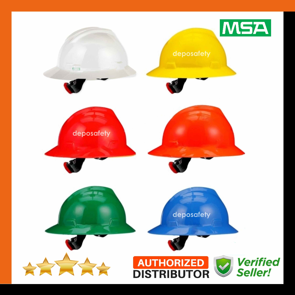 Msa V-GARD Full Brim Fastrack Project Safety Helmet | Shopee Philippines
