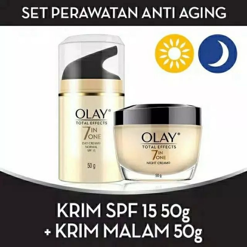 Olay Anti-Aging Treatment Set Total Effects Cream SPF 15 50g + Night Cream 50g | Shopee Philippines