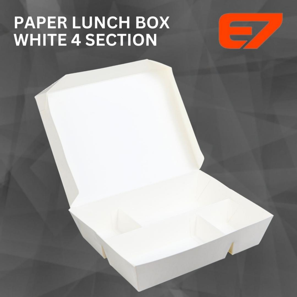 PUTIH 4-piece Paper Lunch Box Bento White Paper Lunch Box (100pcs ...