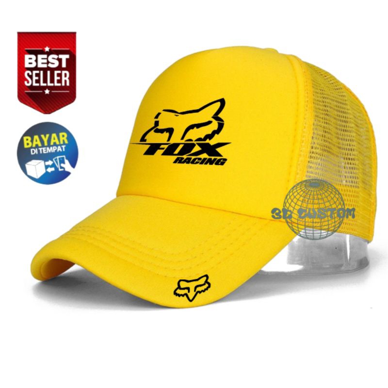 Cool Fox Racing Logo Mesh Trucker Race Hat Black Text Premium Quality ...