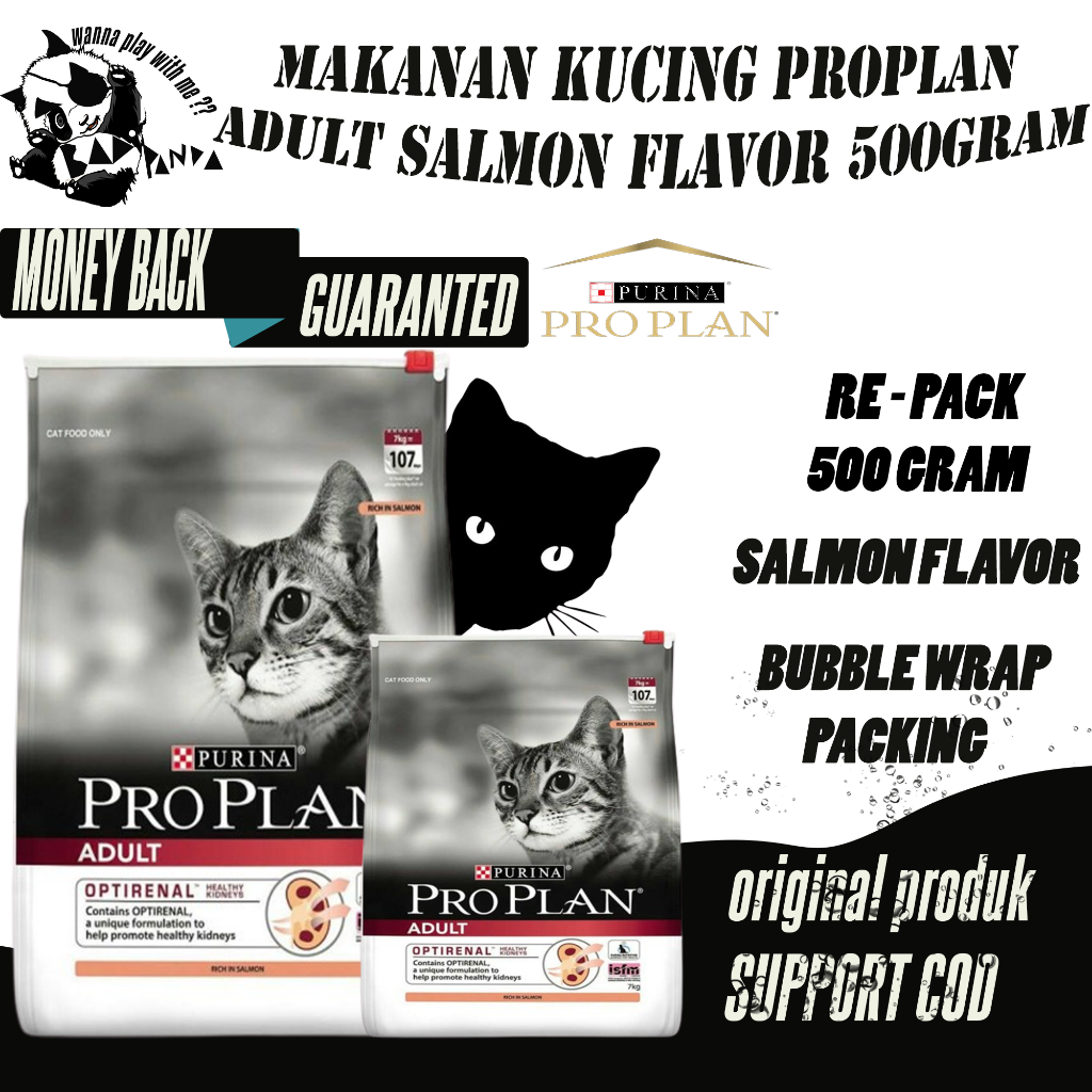 Cat Food 500Gram PROPLAN SALMON FLAVOR Adult/Adult 500Gram Packaging Re ...