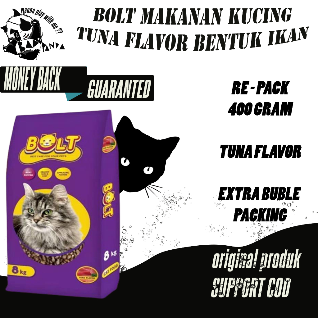 Cat Food 400Gram BOLT TUNA FLAVOR Fish Shape Packaging Re - Pack ...