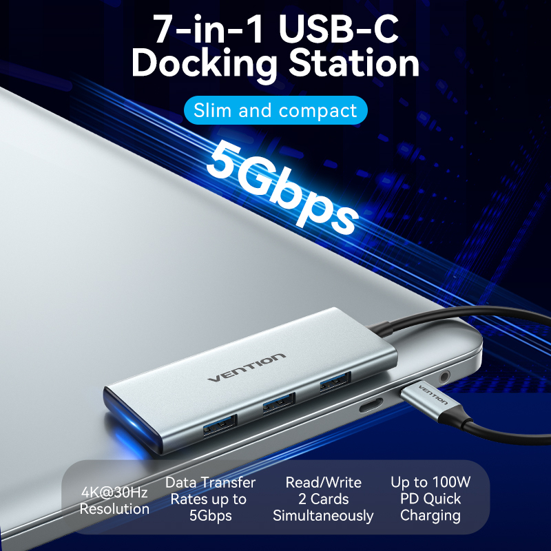 Vention Multiport USB C Ultra Slim Docking Station HDMI Card Reader ...