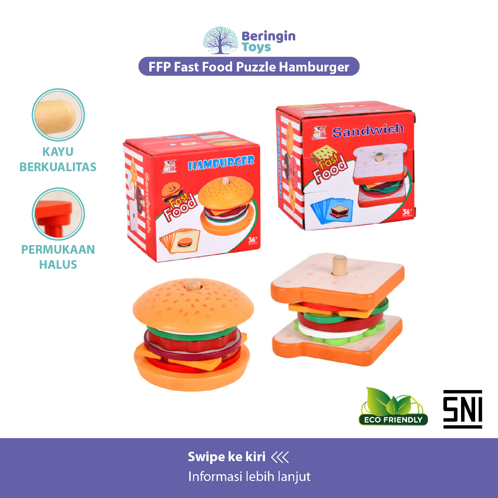 Banyan Toys FFP Fast Food Puzzle Toys/Hamburger Puzzle Toys | Shopee ...