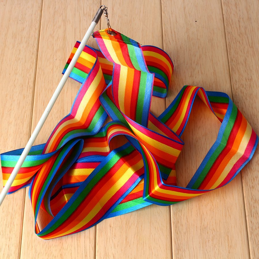 Zoe Twirling Dance Ribbon Twirl Stick Accessories Props Tambourine ...