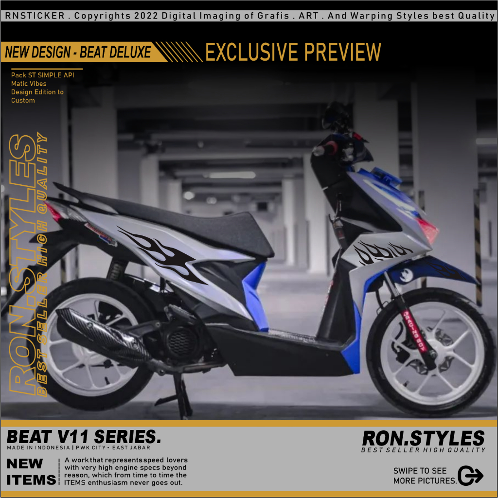 HITAM V11 CUTTING STICKER STRIPING BEAT NEW DELUXE 2020-2023 SIMPLE ...