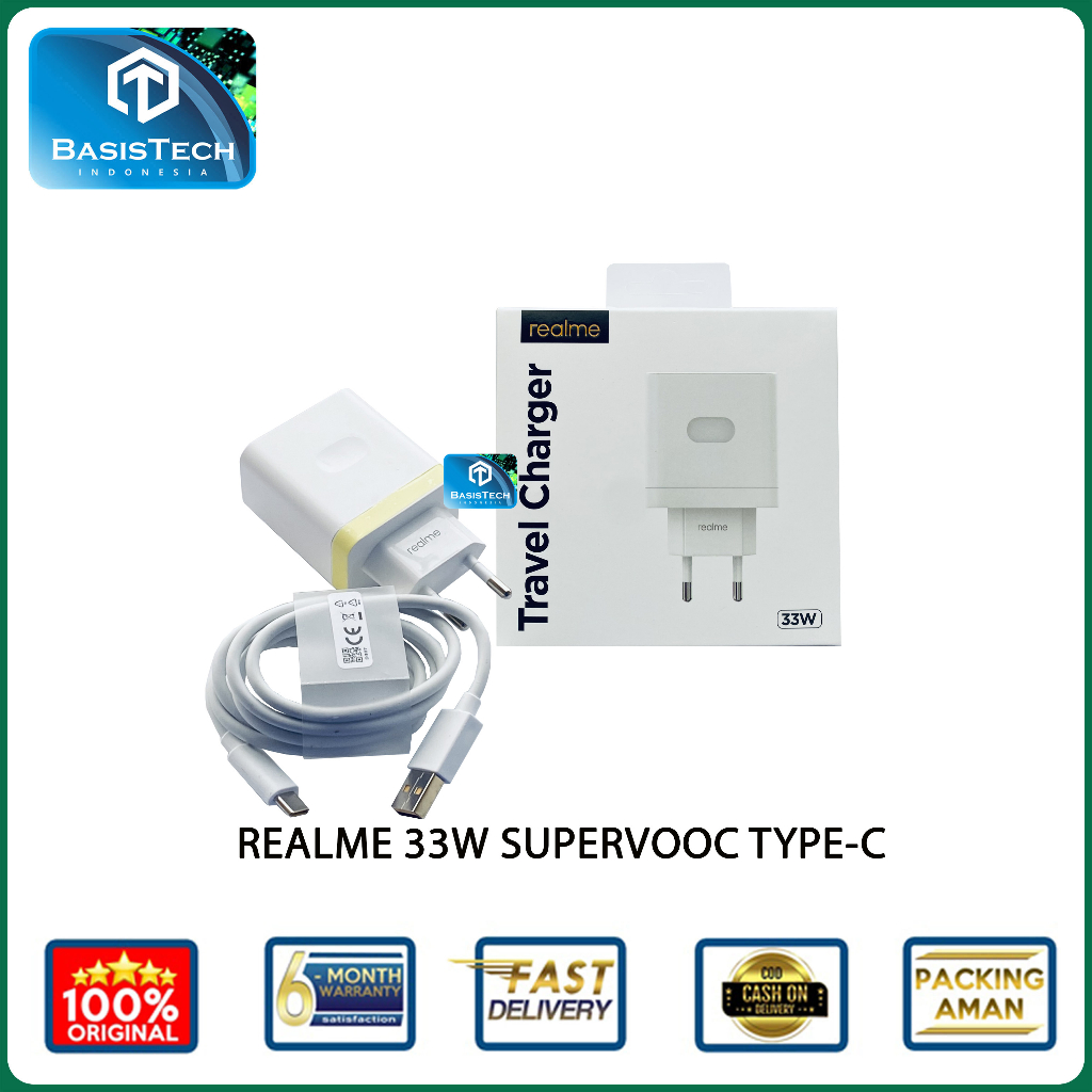 Charger REALME TYPE C 33W SUPERDART SUPER FLASH VCB3HEAEH ORIGINAL ...