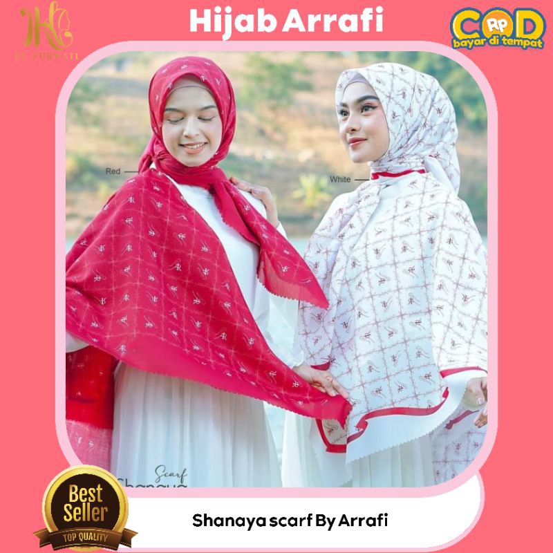 PUTIH MERAH Shanaya Scarf Rectangular hijab hijab By arrafi printed ...