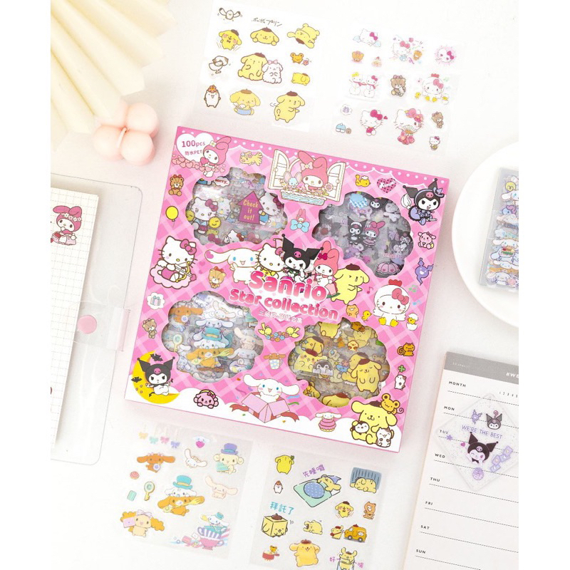 100pc Sticker Book Cover Journal Sticker Sanrio Kuromi Cinnamoroll ...