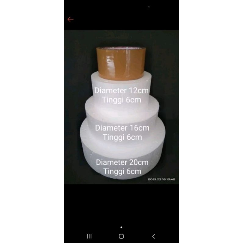 Styrofoam Dummy Cake Set 3 Tiers Height 18cm Cork Cake Tier 12x6, 16x6 ...