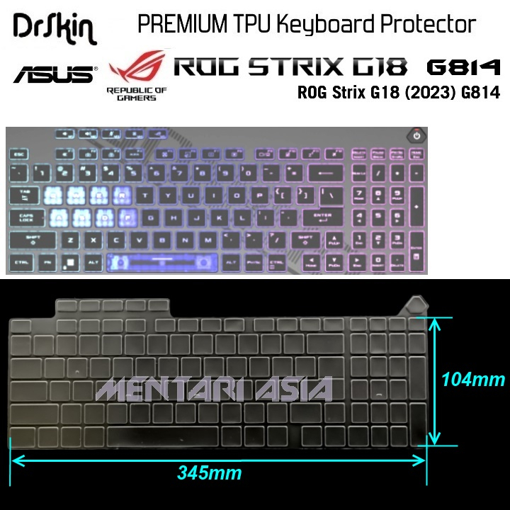Asus ROG Strix G18 G814 2023 Keyboard Protector - DrSkin Premium CLEAR ...
