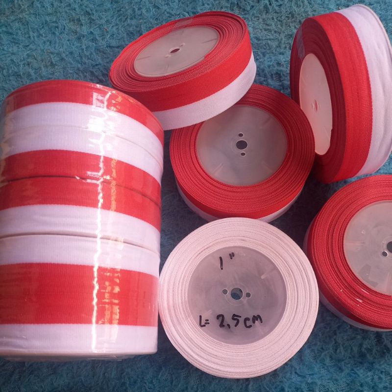 MERAH PUTIH Red AND WHITE ROLLER RIBBON 1" INCH | Shopee Philippines