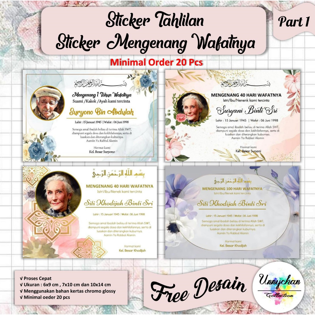 Tahlilan STICKER / TIGHTING ITS WAS / HAUL / 40 DAYS / 100 DAYS / 1 ...