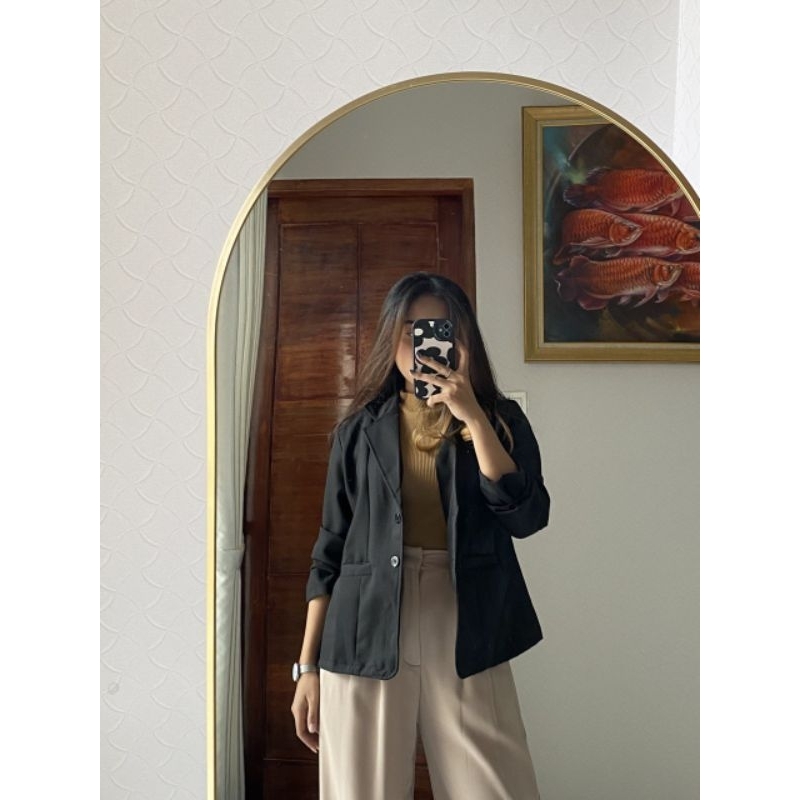 HITAM Women's black formal blazer work uniform, very elegant jacket for ...