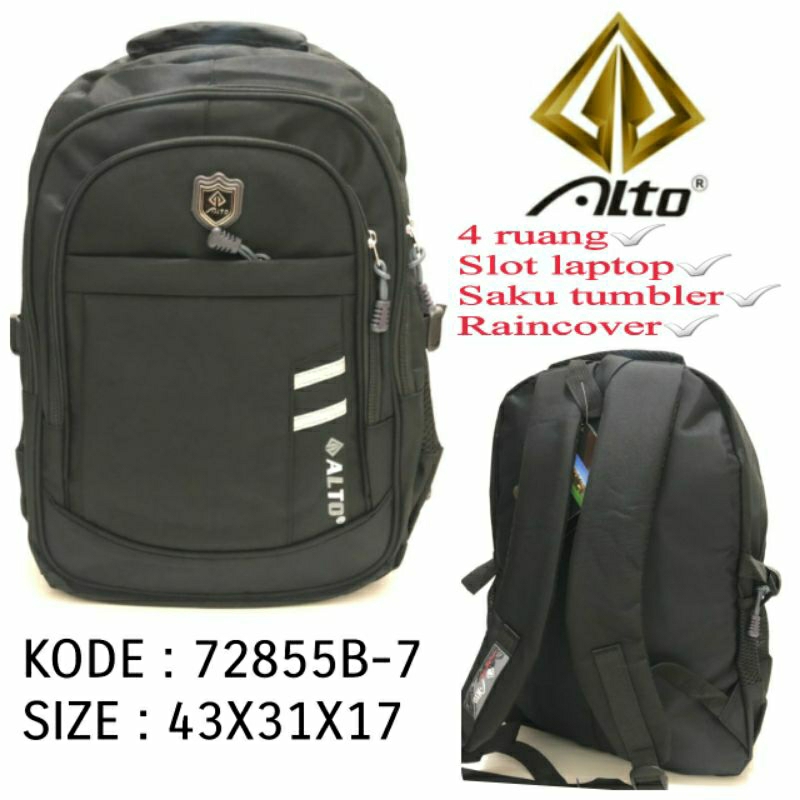 Newest School Backpack Original Alto 72855B-7 Black Alto Bag | Shopee ...