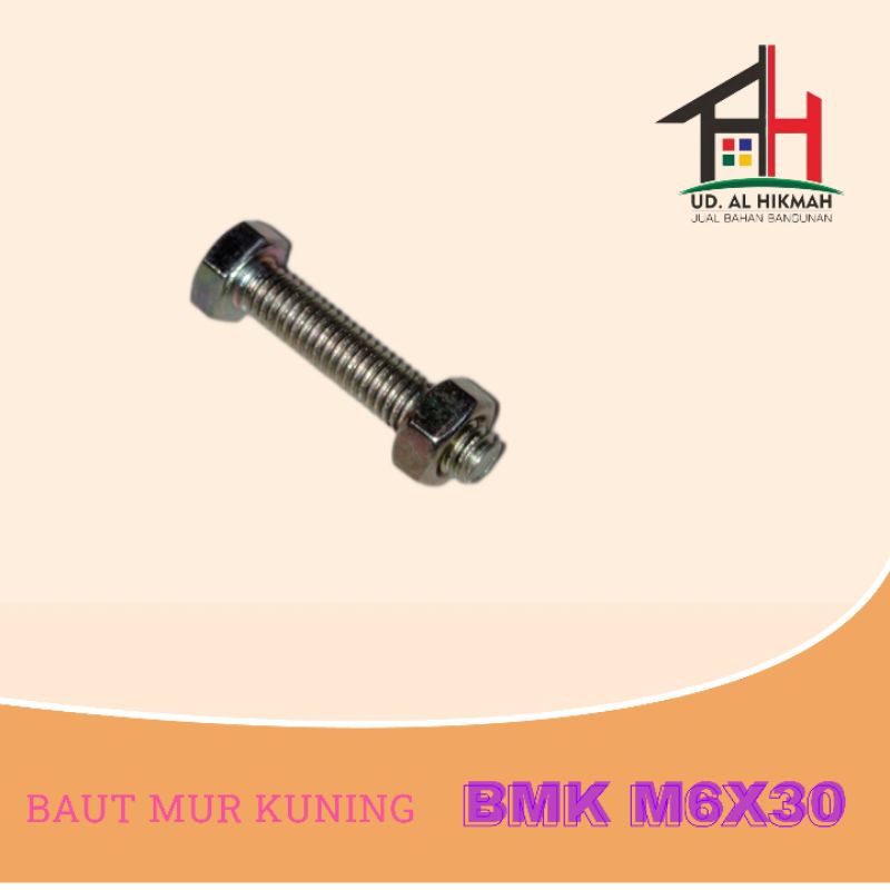 Package OF 10 SET YELLOW HEX NUT BOLT M6 X 30 M6X30 KEY 10 MM | Shopee ...