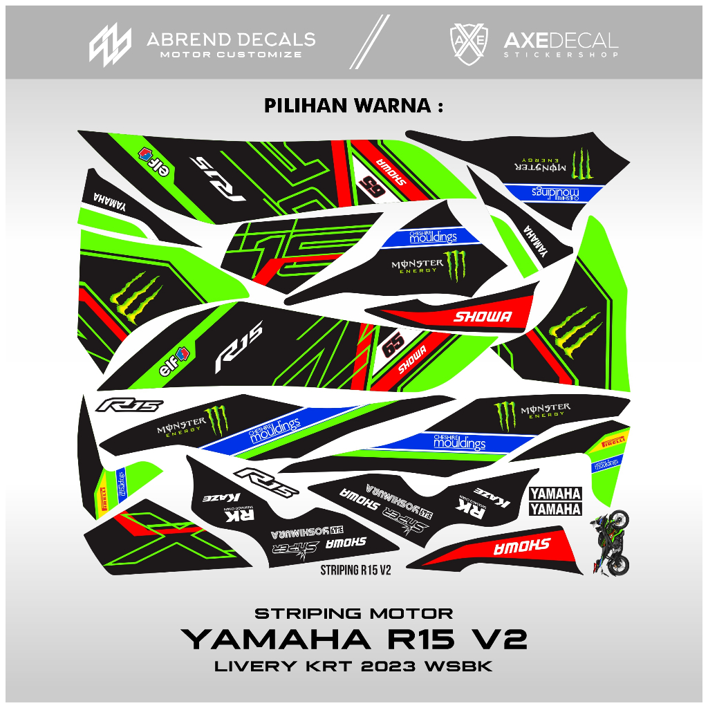 Striping Yamaha R15 V2 Livery KRT 2023 WSBK Racing/Motorcycle Sticker ...
