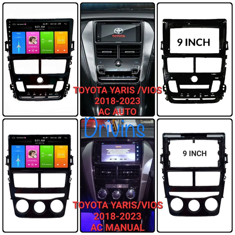 Toyota Yaris / Vios 9" Inch Double Din Android Head Unit Frame 2018 ...