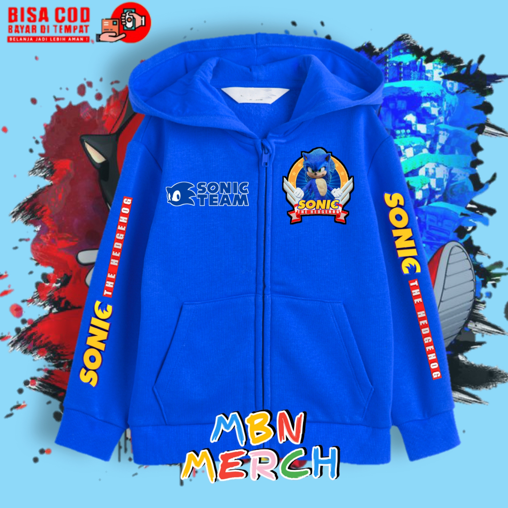 Sonic the hedgehog children's Zipper Hoodie/Zipper jacket | Shopee ...