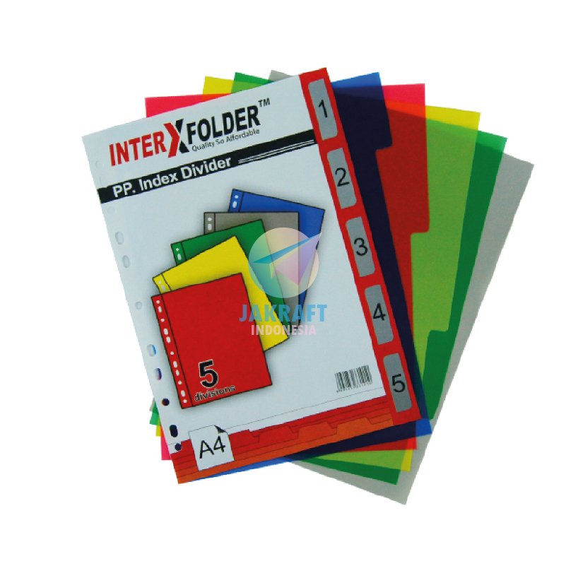 (1 Set) Ordner A4 Binder Plastic Divider contains 5 Plain Colorful ...