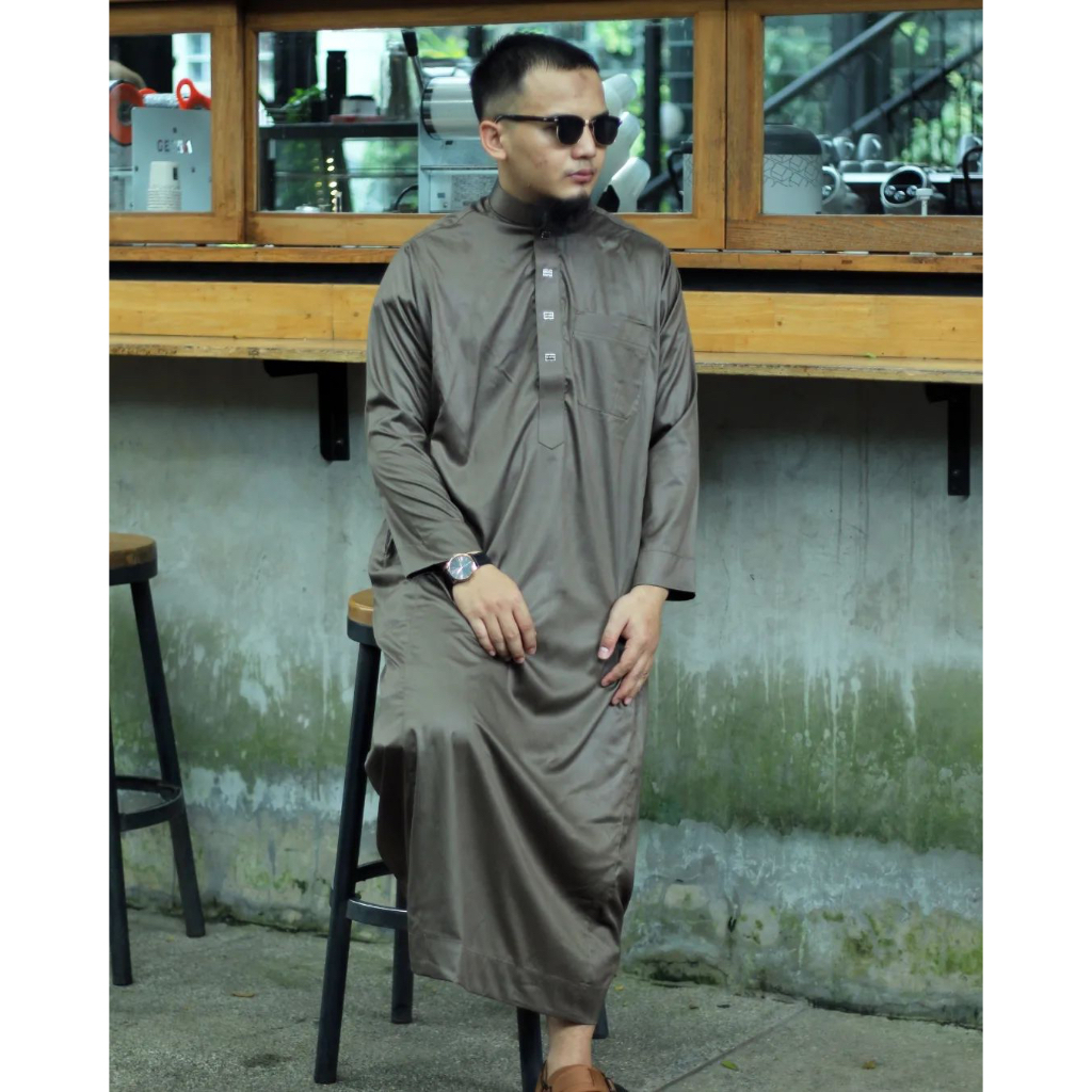 Al amwa Haramain Men's Gamis Robe Non Cuff Platinum Ezhar Polyester ...