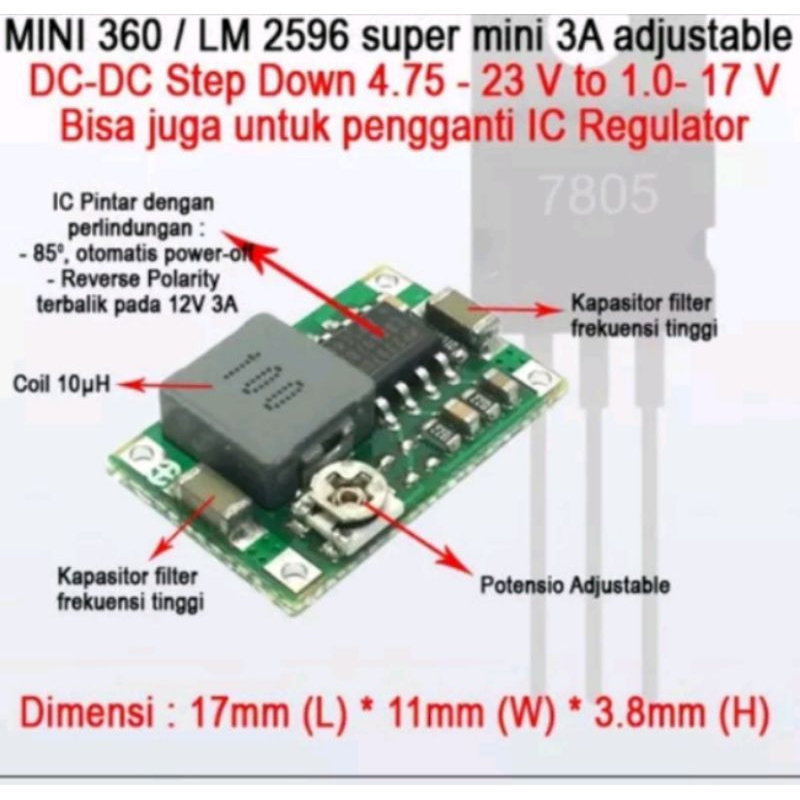 Step down mini 360 buck converter 2A dc to dc 5v-23v to 1v- 17V | Shopee Philippines