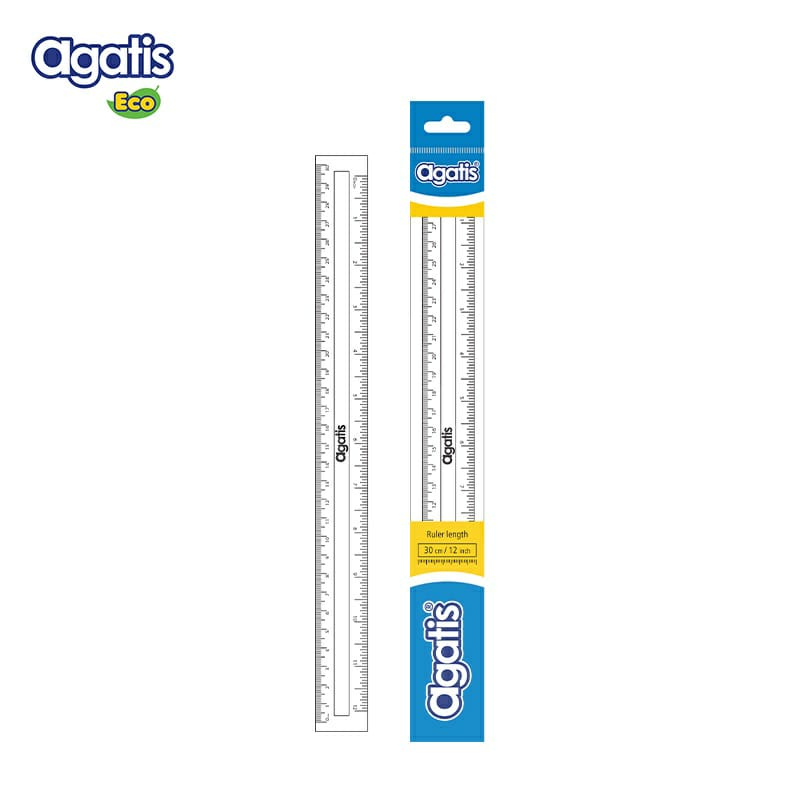 Agatis Eco Ruler 30 cm Plastic Transparent Clear / Agatis Transparent ...