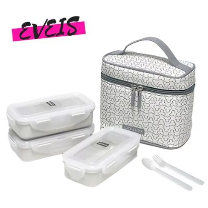 Lock n Lock Clover Lunch Box - 3 pc Lunch Box Set (with cutlery and bag ...