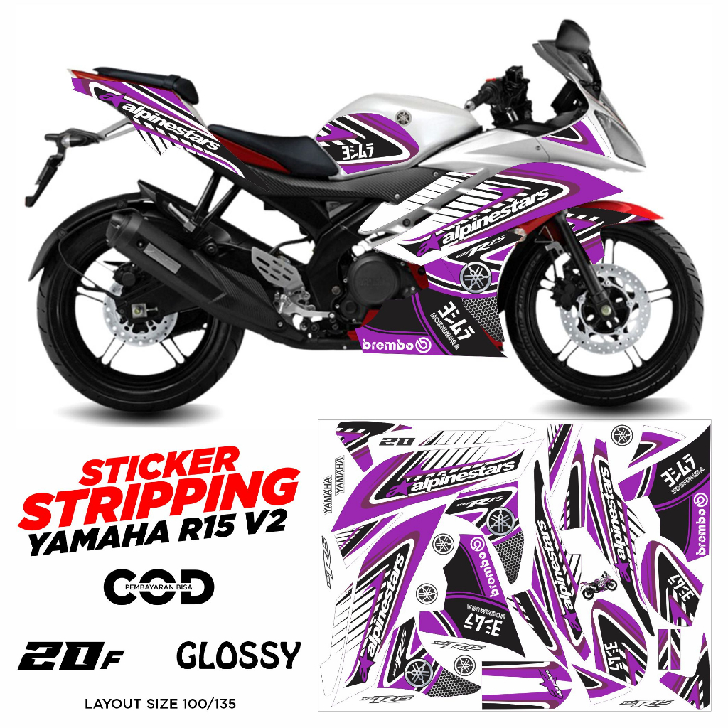 Yamaha R15 V2 Variation striping/R15 V2 Motorcycle decal Sticker/Yamaha ...