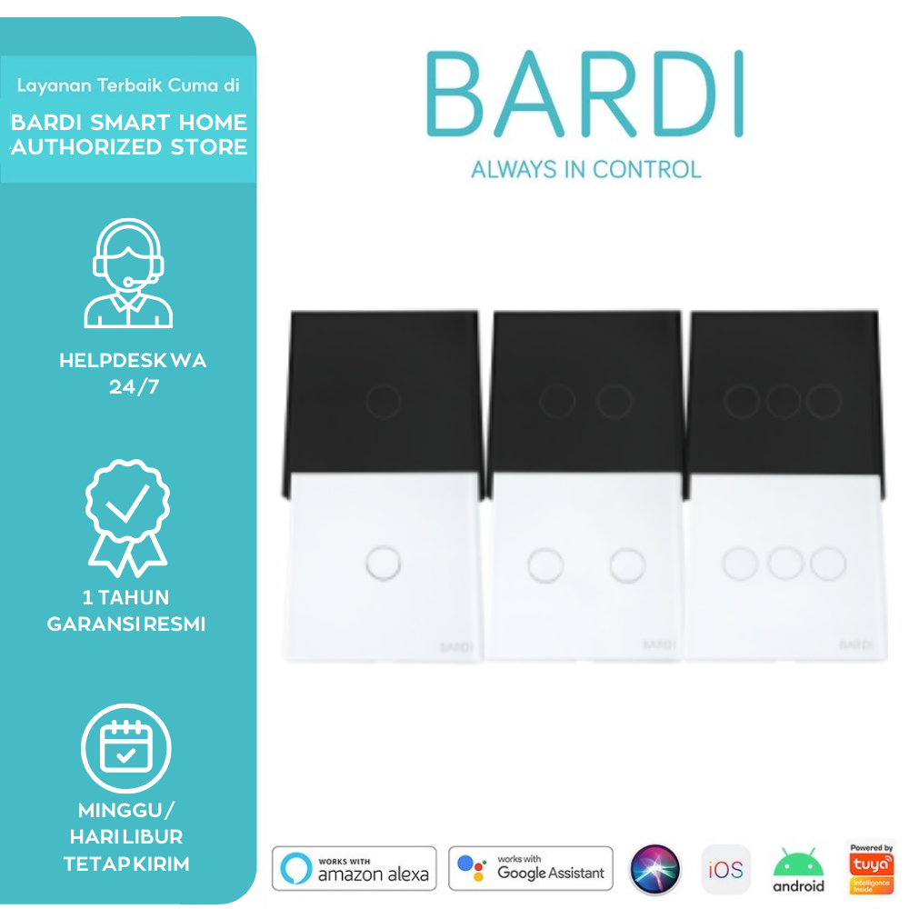 HITAM PUTIH Bardi Wall Switch Smart Touch Smarthome WiFi Touch Switch ...