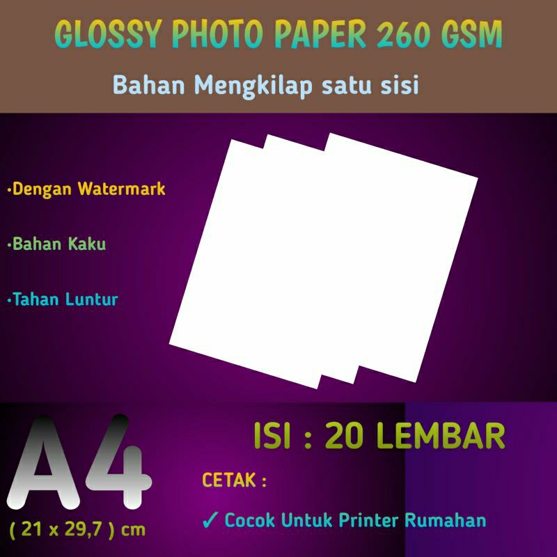 Glossy photo paper 260gsm A4 Contents 20 Sheets/Glossy photo paper 260 ...