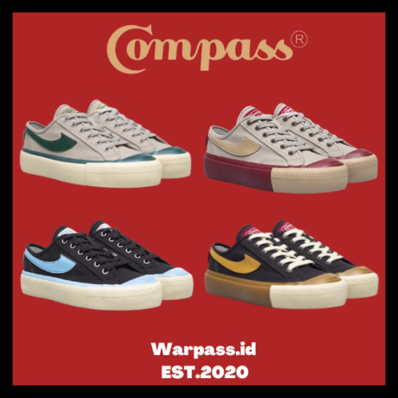 Compass Gazelle Low Wafer Green Shoes / Wafer Maroon / Choco Ice ...