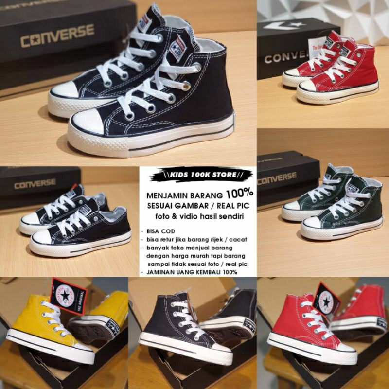 HITAM Converse shoes for boys and girls, cool casual black high ...