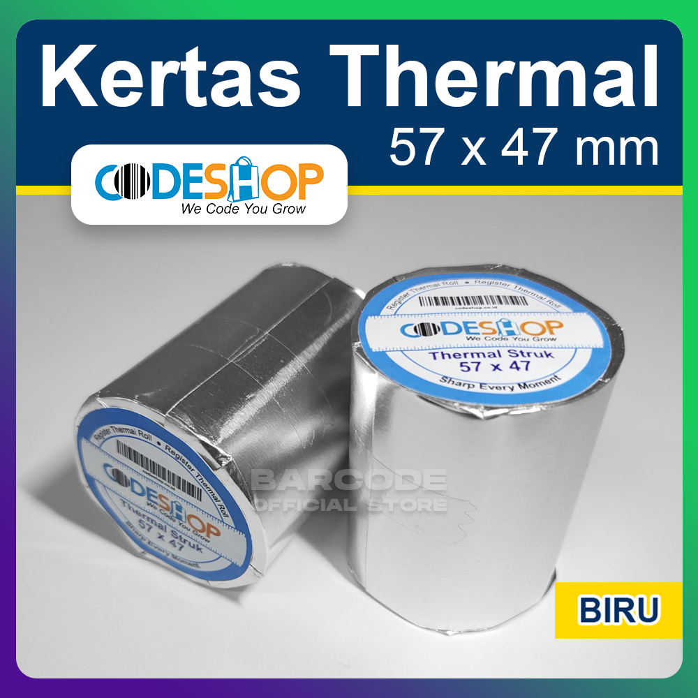 Thermal Paper 57 x 47 Cashier Printer Roll Receipt 58mm Blue Printing ...