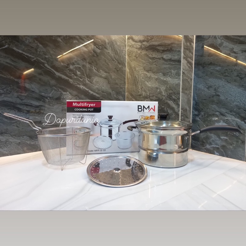 Bmw frying pan + 3 in 1 steamer (22cm) | Shopee Philippines