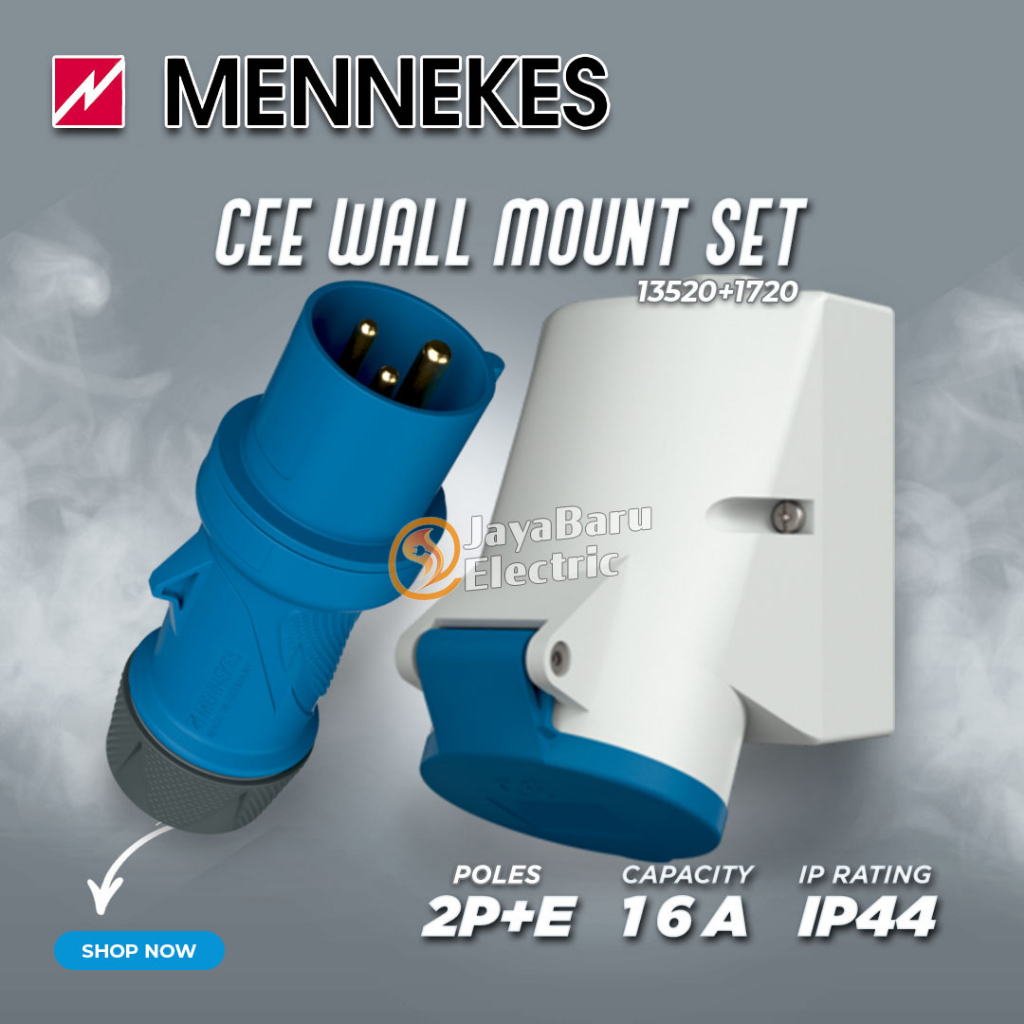 Mennekes Plug Wall Mount Socket Receiver Set 2P+E / 3 Pin 16A IP44 ...