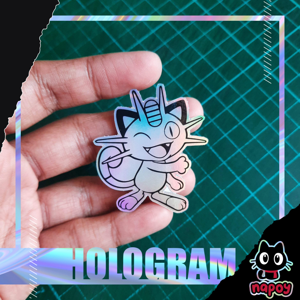 Pokemon Meowth Game Anime Hologram Sticker | Shopee Philippines