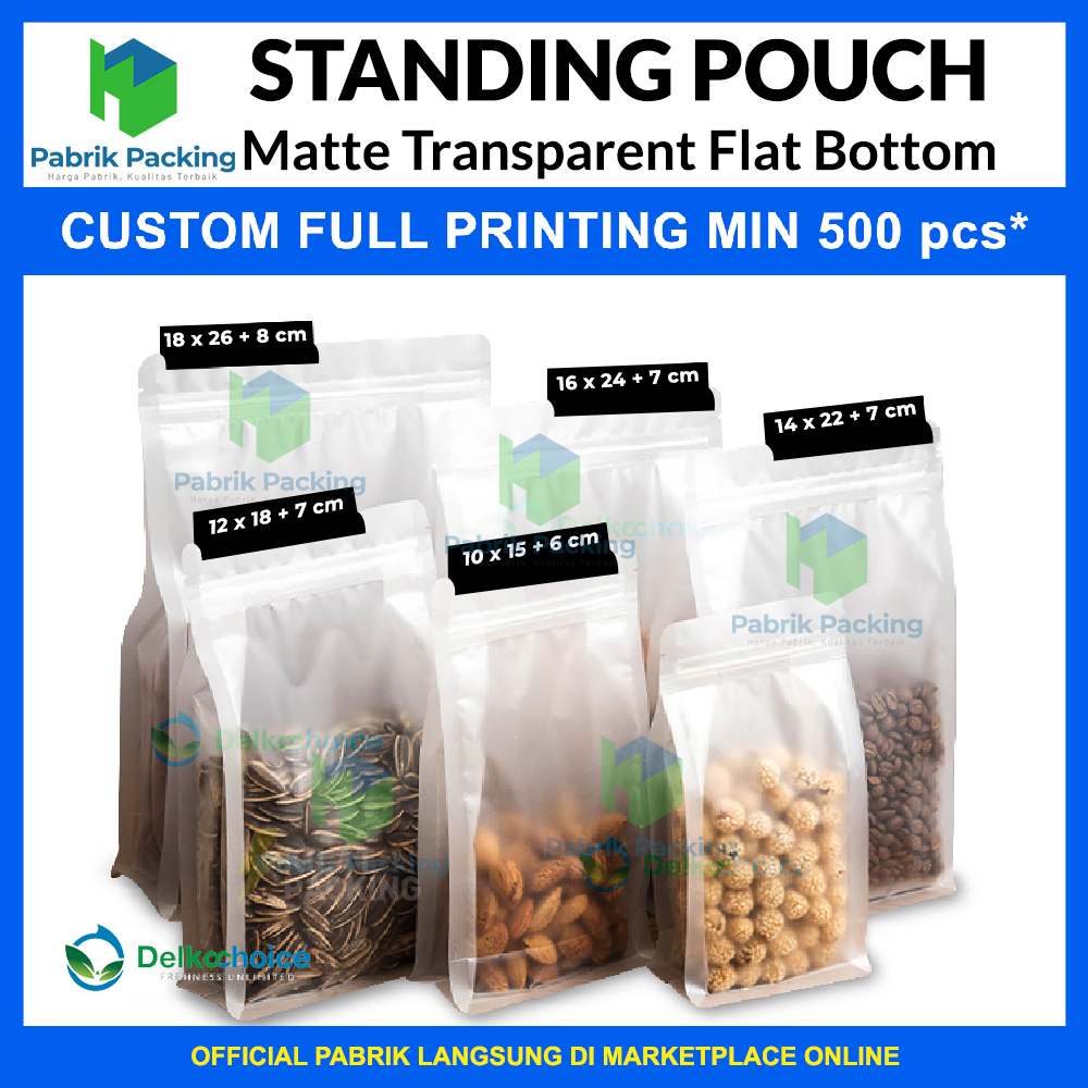 Standing POUCHChoice FLAT BOTTOM MATTE DOFF/CLEAR Packaging SNACK Unit ...