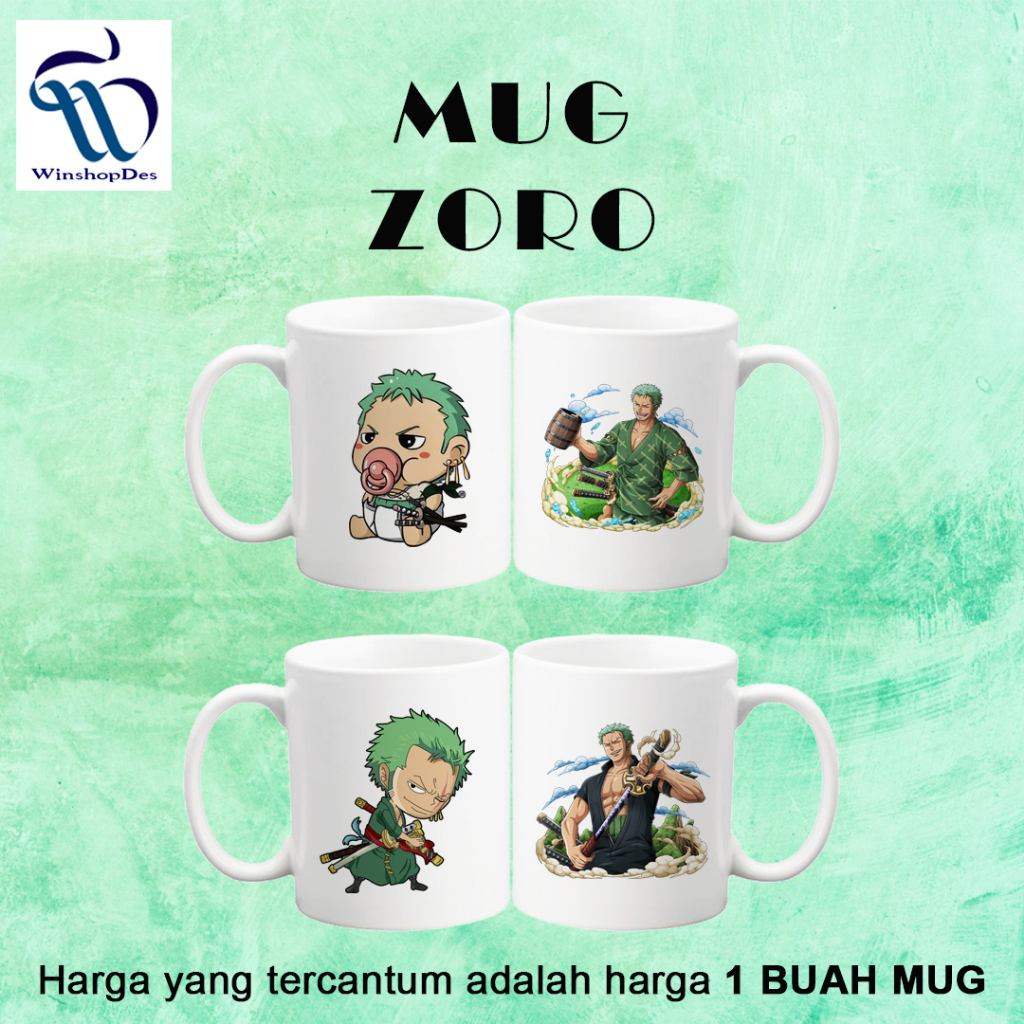 Custom Roronoa ZORO MUG / CUSTOM ZORO ONE PIECE GLASSES / ANIME MUG ...