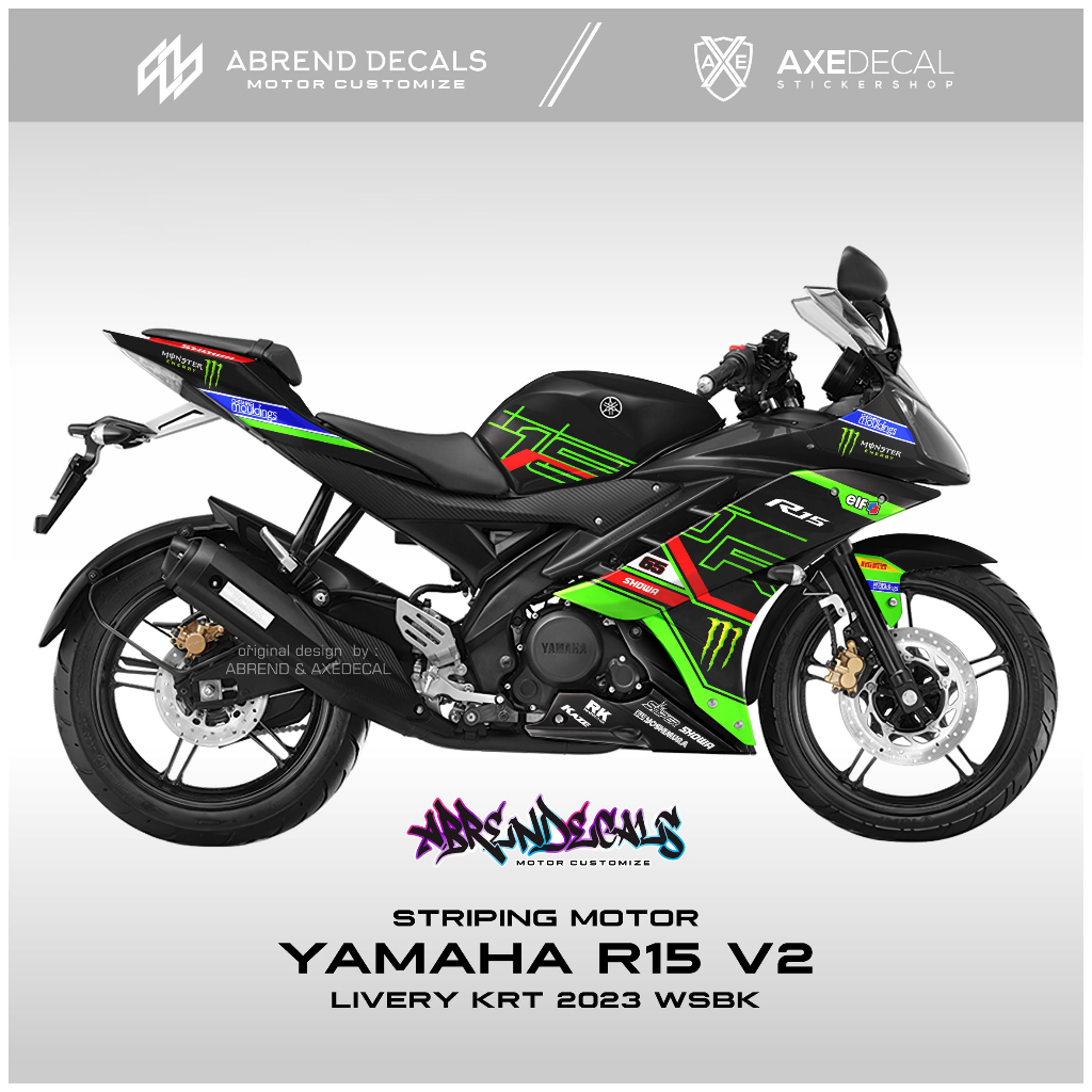 Striping Yamaha R15 V2 Livery KRT 2023 WSBK Racing/Motorcycle Sticker ...