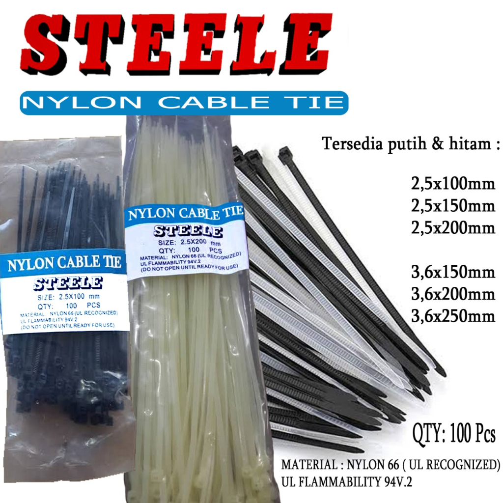Steele Cable Ties Nylon 15 Cm & 20 Cm contains 100 pcs | Shopee Philippines