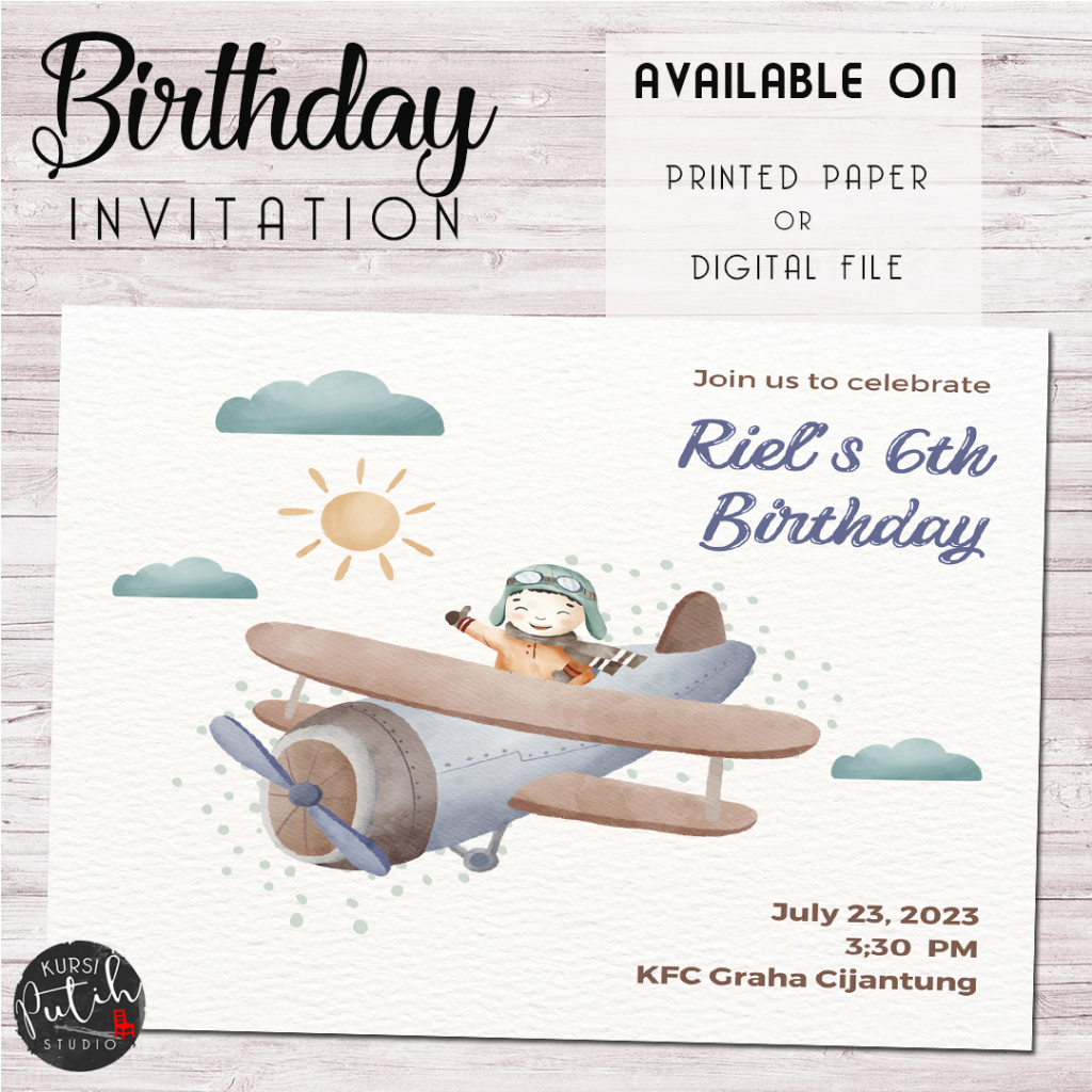 Airplane pilot Theme birthday invitation | Shopee Philippines
