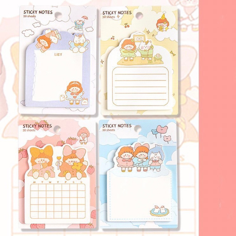 30pcs CARTOON GIRL STICKY NOTES | Postcard postcrossing journal kit ...
