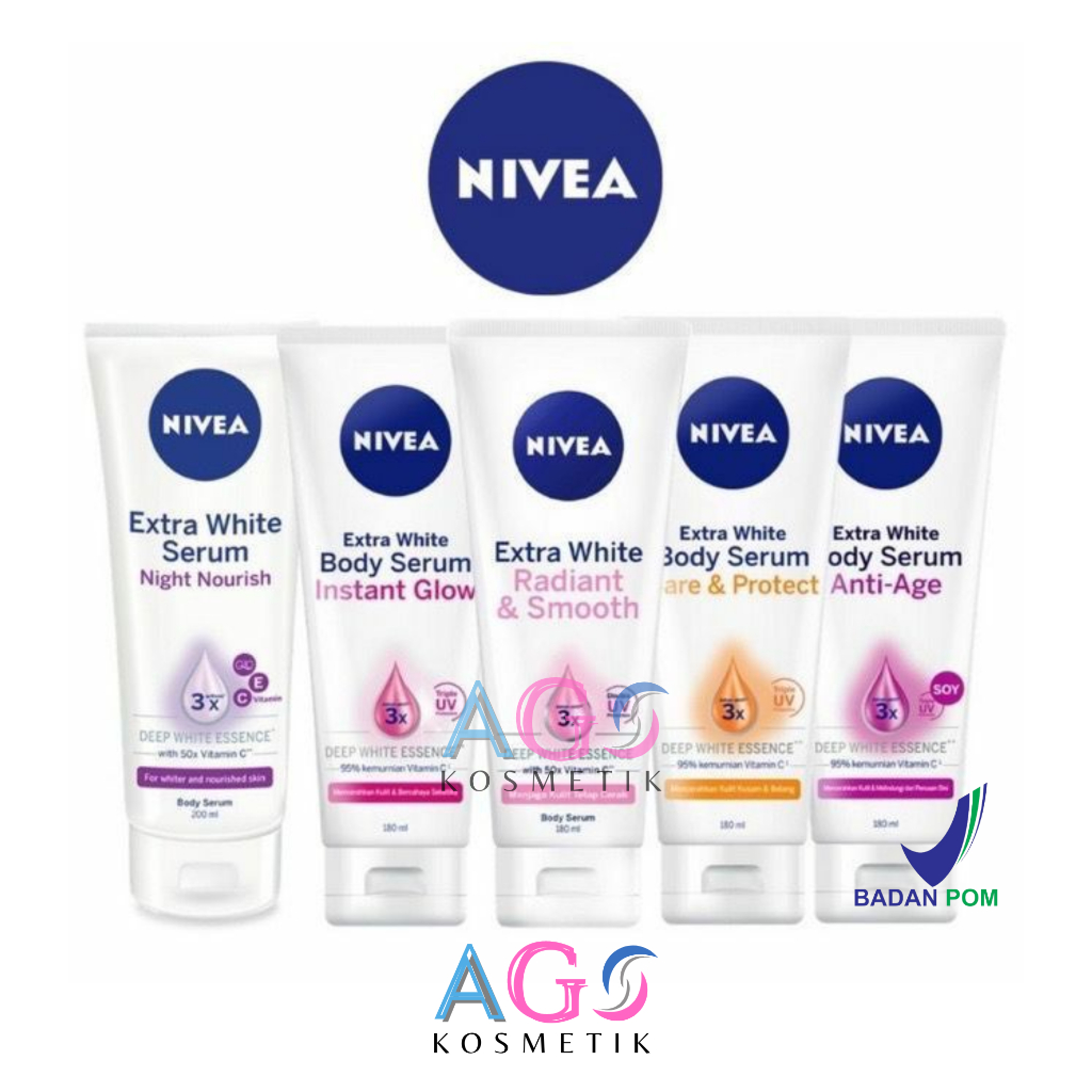 Nivea Extra White Body Serum Series 180ml Care And Protect Night Nourish