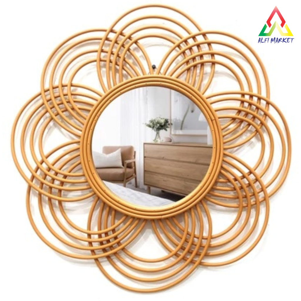 HIASAN DINDING Beautiful Woven Mirror | Rattan Mirror | Aesthetic ...