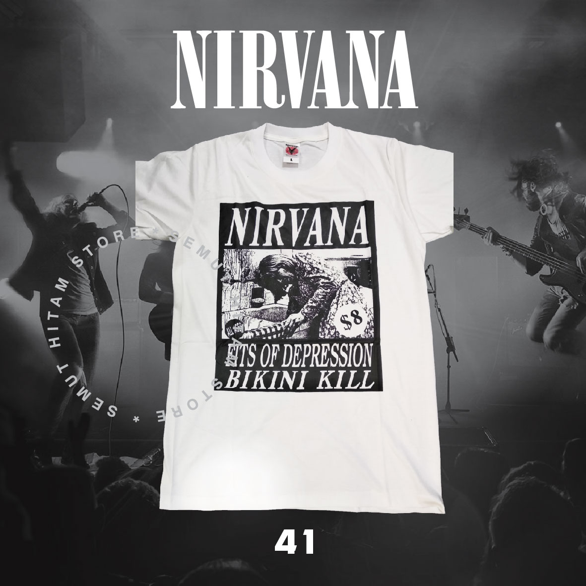 Nirvana FITS OF DEPRESSION BIKINI KILL Builtup White Band Punk Rock ...