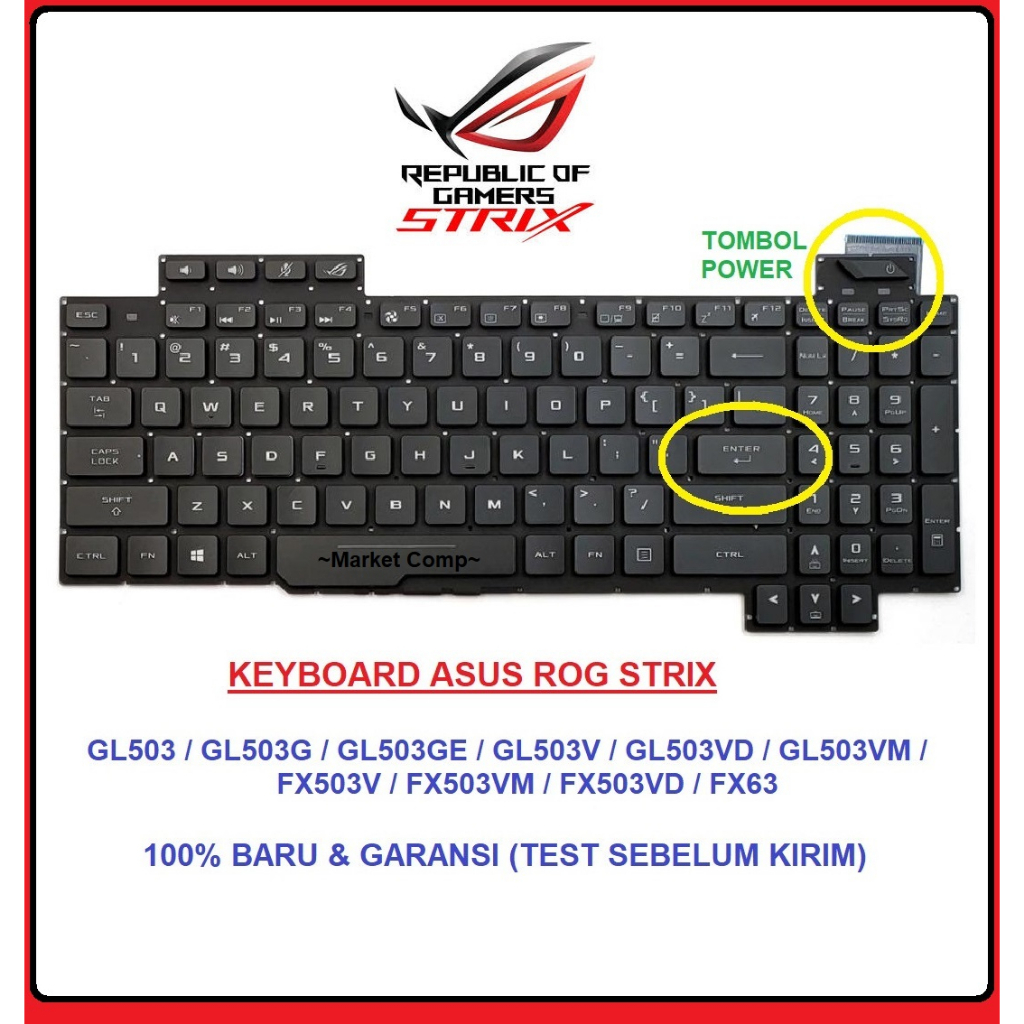 Asus ROG Strix GL503 GL503G GL503GE GL503V GL503VD GL503VM FX503 FX503V ...